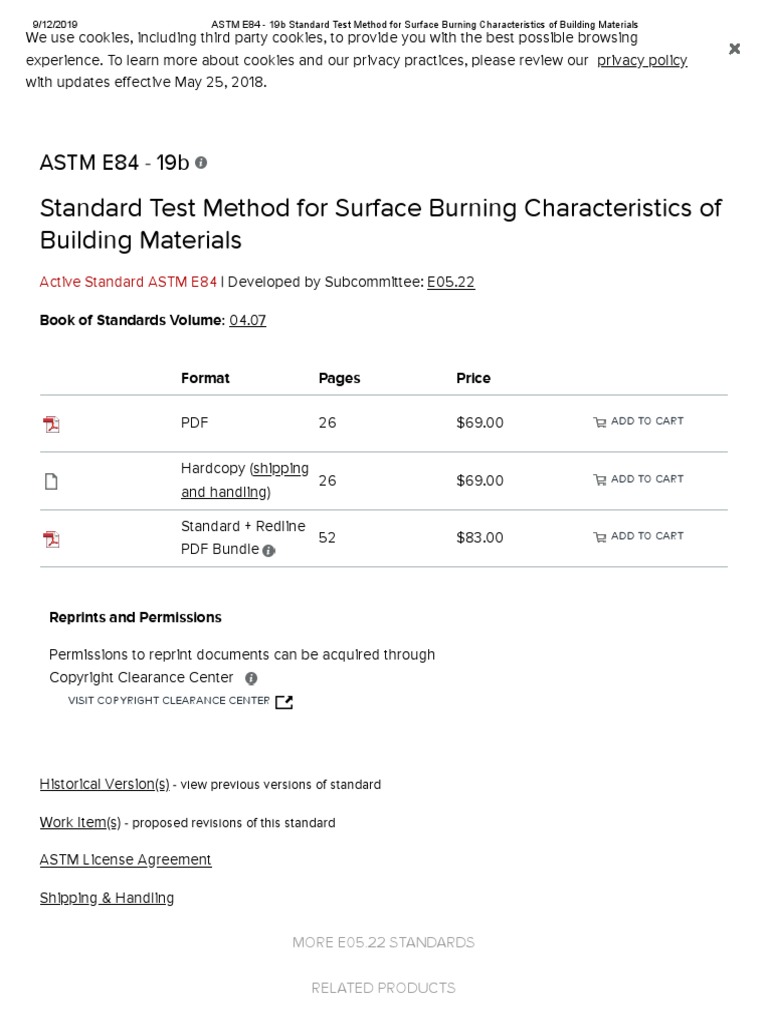 ASTM E84 - 19b Standard Test Method For Surface Burning Characteristics ...