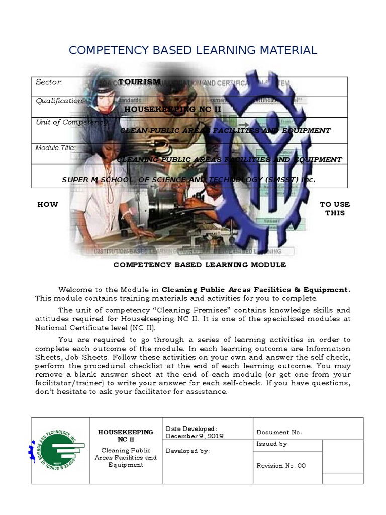 CBLM 3 - Clean Premises | PDF | Housekeeping | Vacuum Cleaner