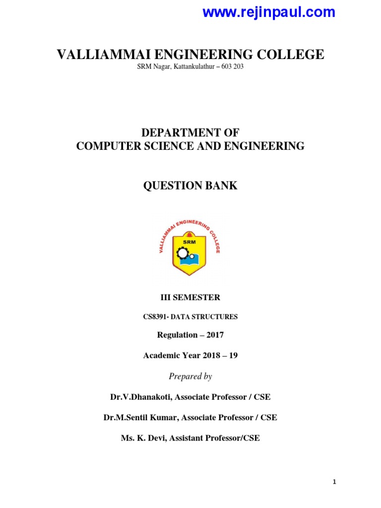 Cs8391 Data Structures Pdf Queue Abstract Data Type Combinatorics