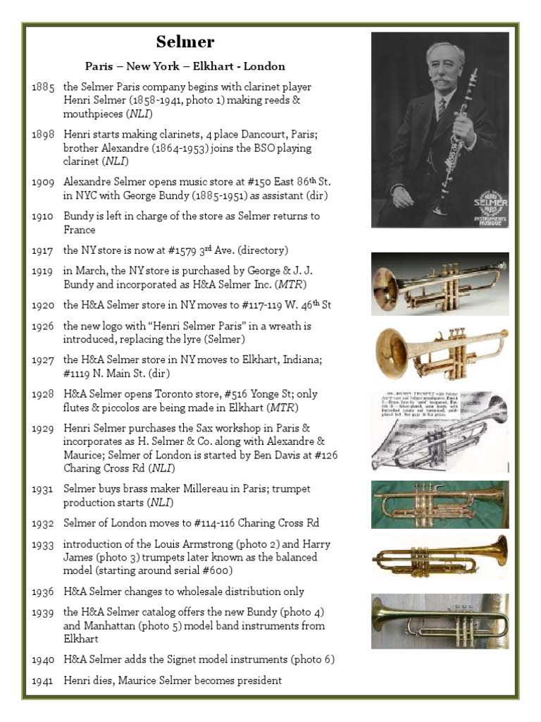 Selmer History | PDF | Aerophones | Musical Instruments
