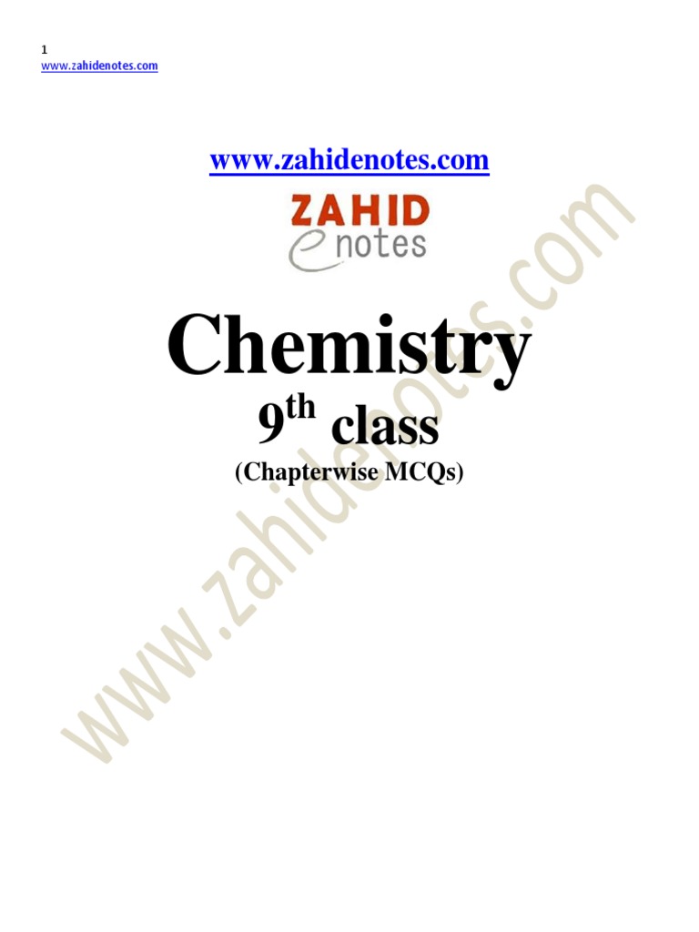 9th Class Chemistry Mcqs English Medium | PDF | Chemical Bond | Evaporation