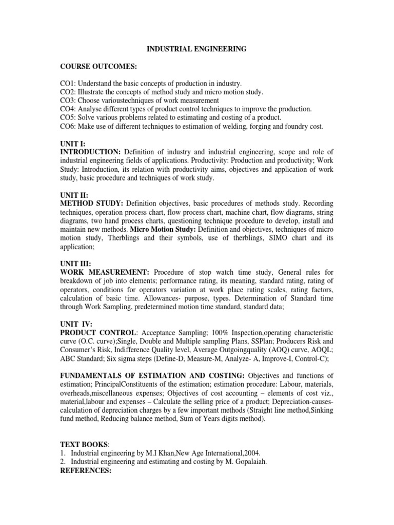 Industrial Engineering Course Syllabus | PDF | Business