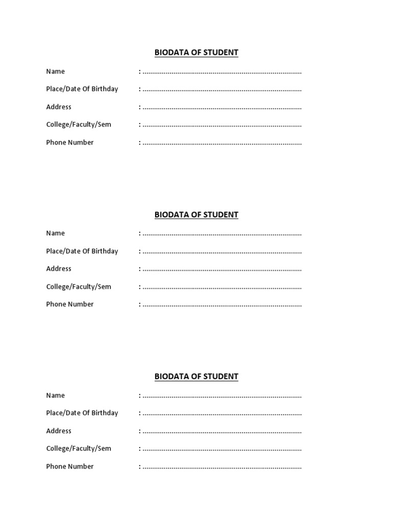 Biodata of Student | PDF