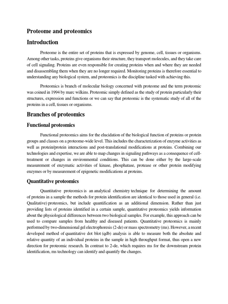 Proteomic and Proteomics | PDF | Proteomics | Proteins