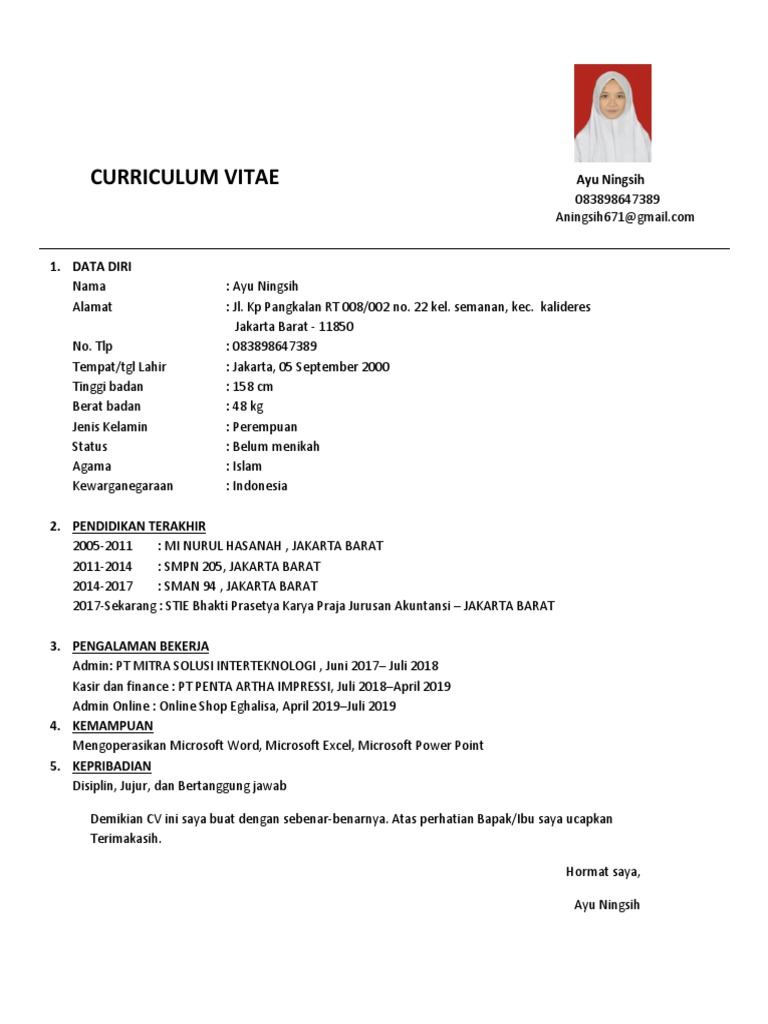 CV Ayu | PDF | Kesehatan Holistik