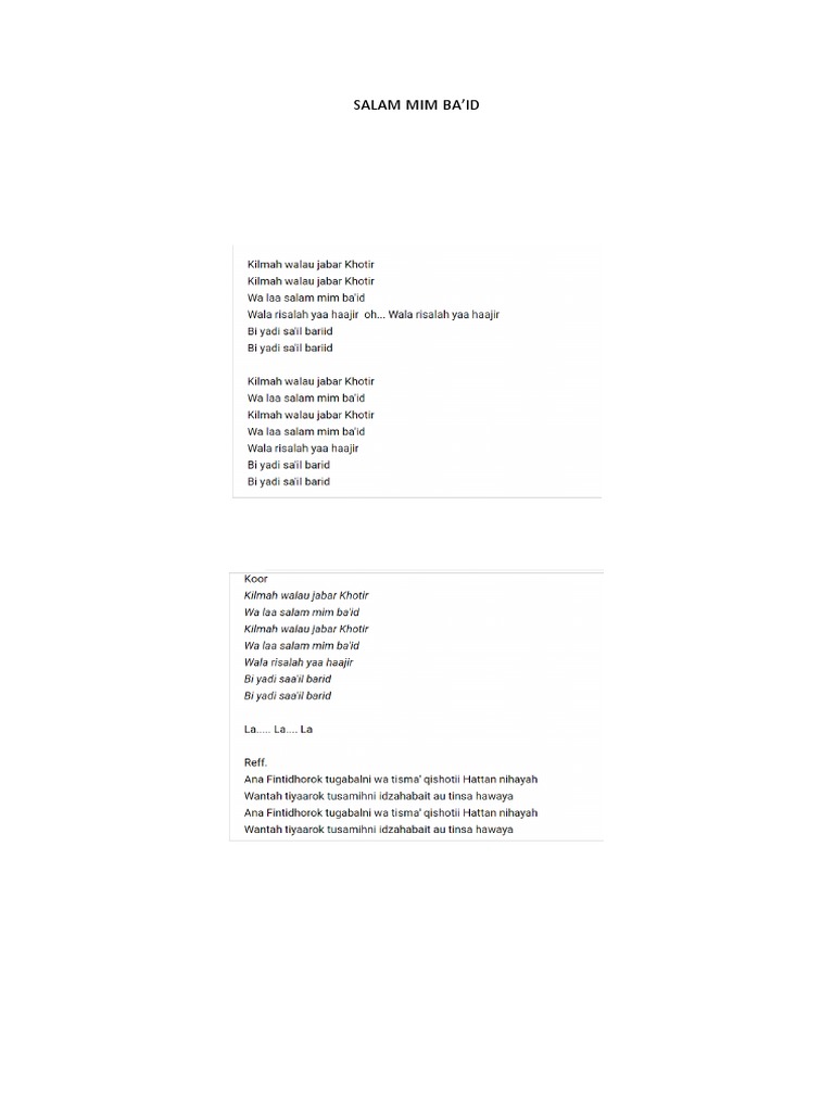 Lirik dan Teks Lagu Rebana Salam | PDF