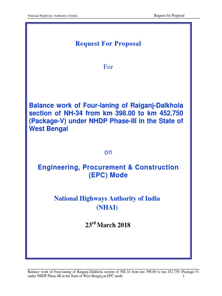1 2. RFP Vol I Raiganj Revised 09032018 PDF | PDF | Takeover | Request For Proposal