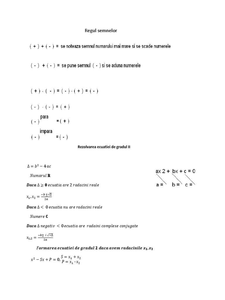 Regula Semnelor, Regula Ecuatiei de GR 2 | PDF