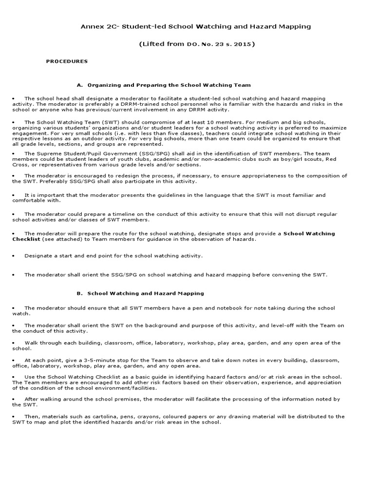 Sip Annex 2C Student Led Watchingchecklist | Download Free PDF | Nature
