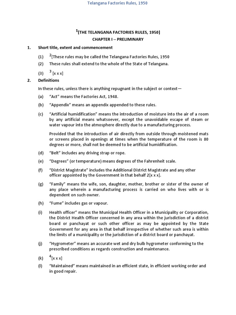 The Telangana Factories Rules: Regulations Governing Factory Operations ...