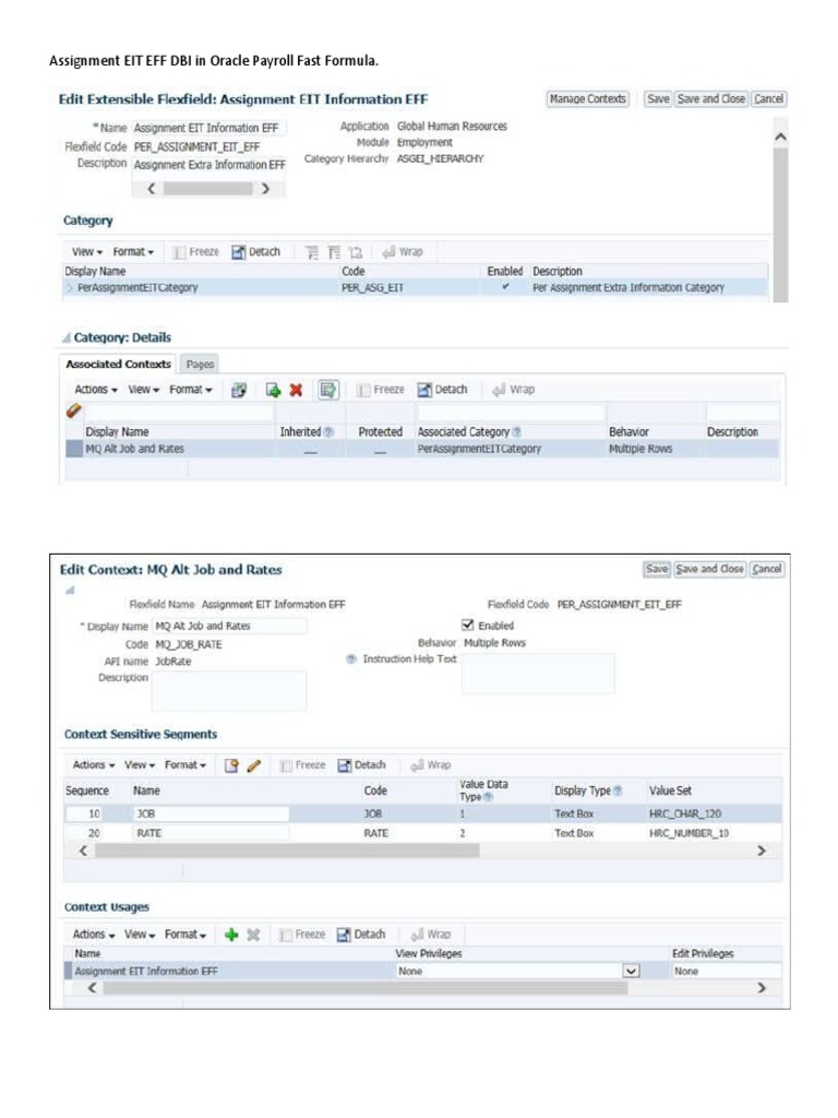 Assignment EIT EFF DBI in Oracle Payroll Fast Formula | PDF