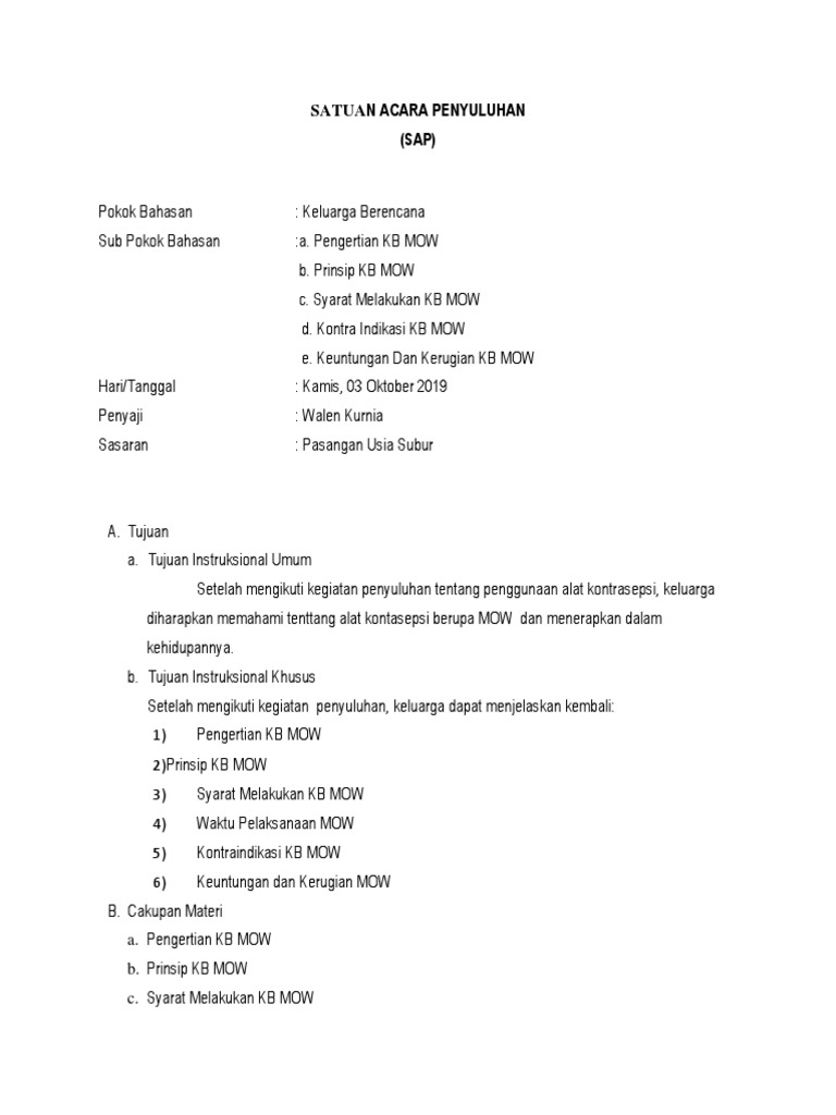 Panduan Keluarga Berencana MOW | PDF
