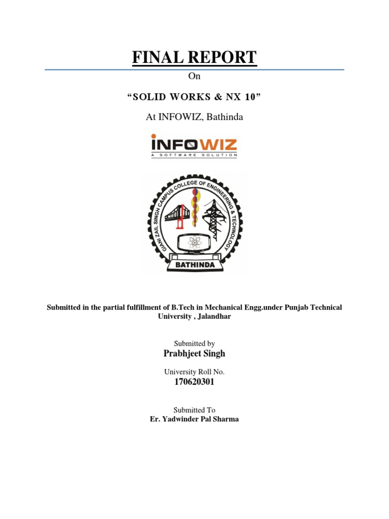 Report on SolidWorks & NX 10 training | PDF | Software | Engineering