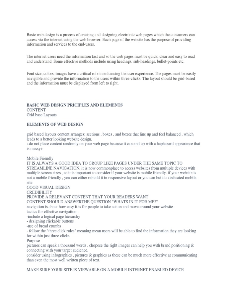 Basic Web Design Priciples and Elements | PDF | Web Design | Websites