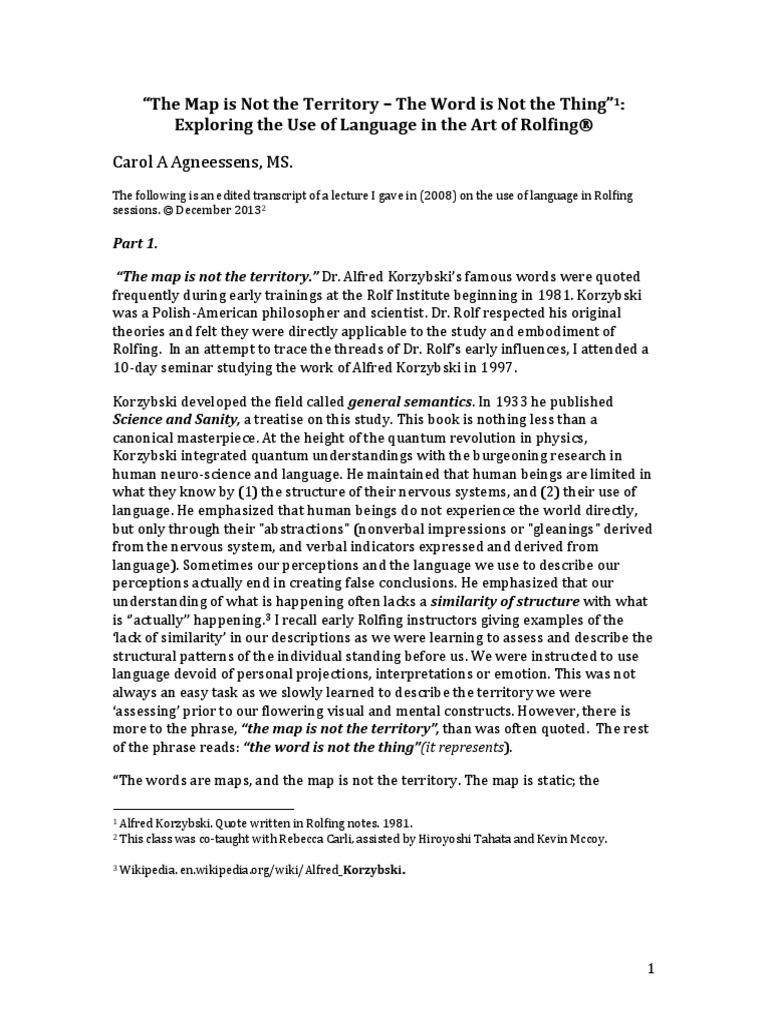 The Map Is Not The Territory | PDF | Senses | Abstraction