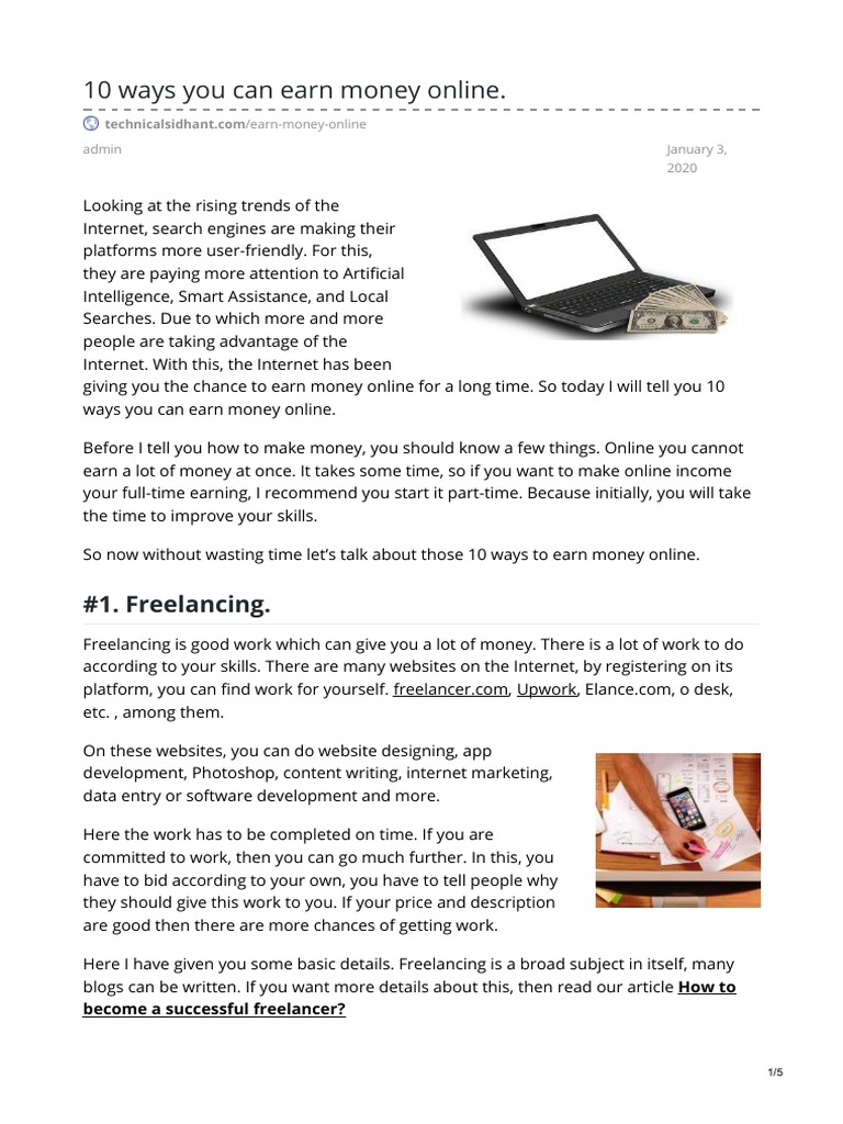 10 Ways to Earn Money Online | PDF | You Tube | Affiliate Marketing