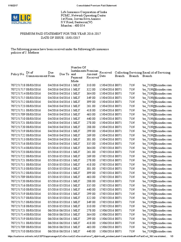 LIC Consolidated Payment 2019-2020 | PDF | Life Insurance | Financial ...