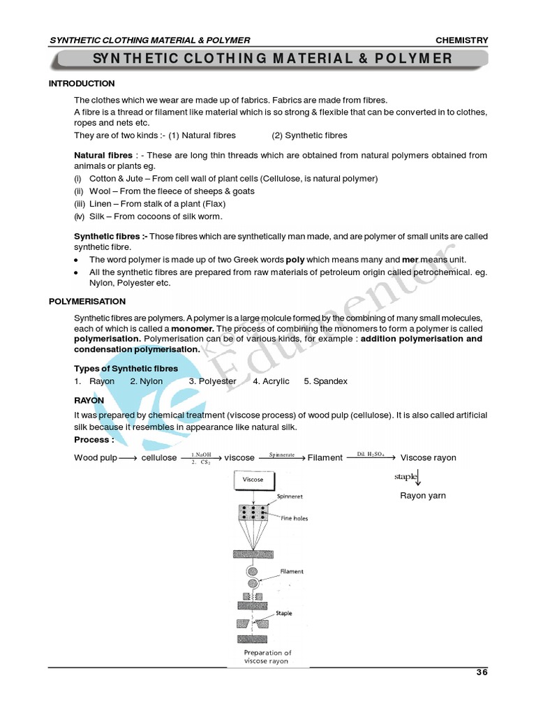 Synthetic Clothing Material & Polymer PDF | PDF | Synthetic Fiber | Plastic