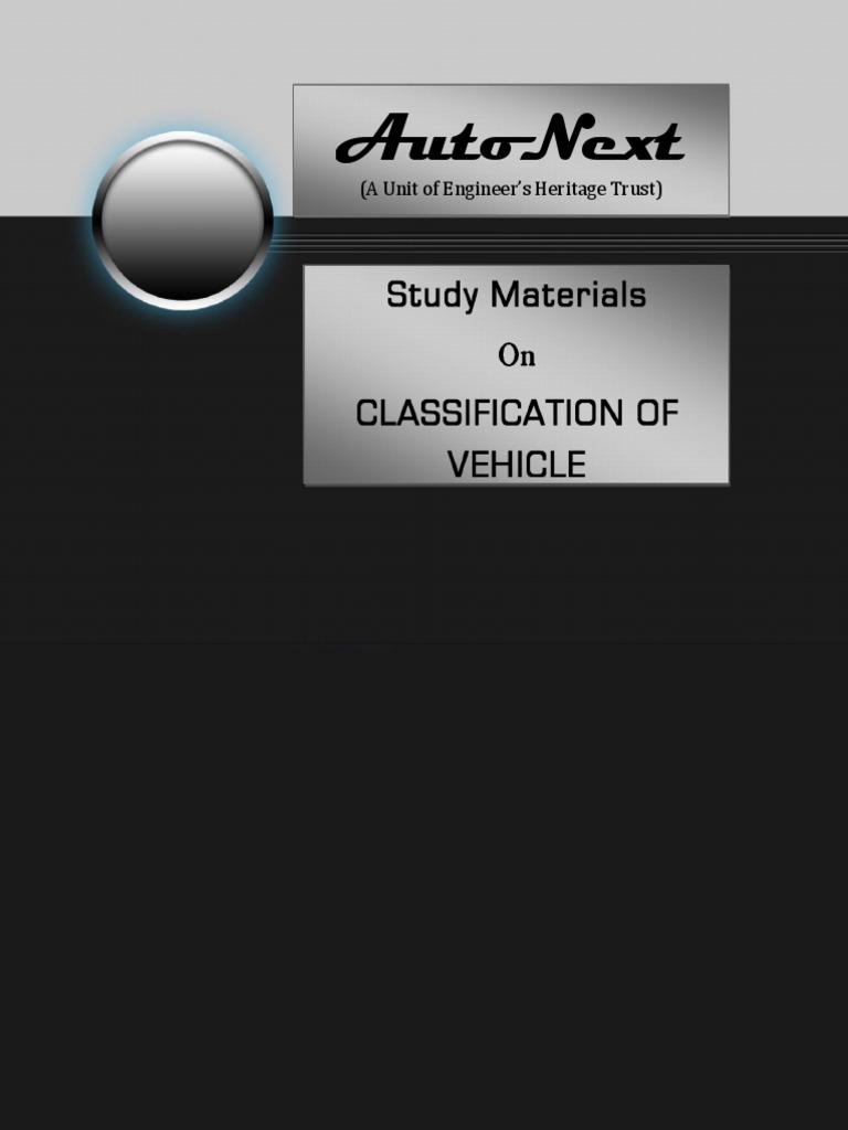 AUTONEXT STUDY MATERIAL 6 (Classification of Vehicle) | PDF | Sport ...