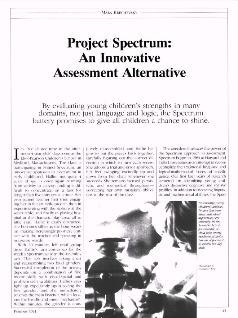 Project Spectrum: An Innovative Assessment Alternative | PDF ...
