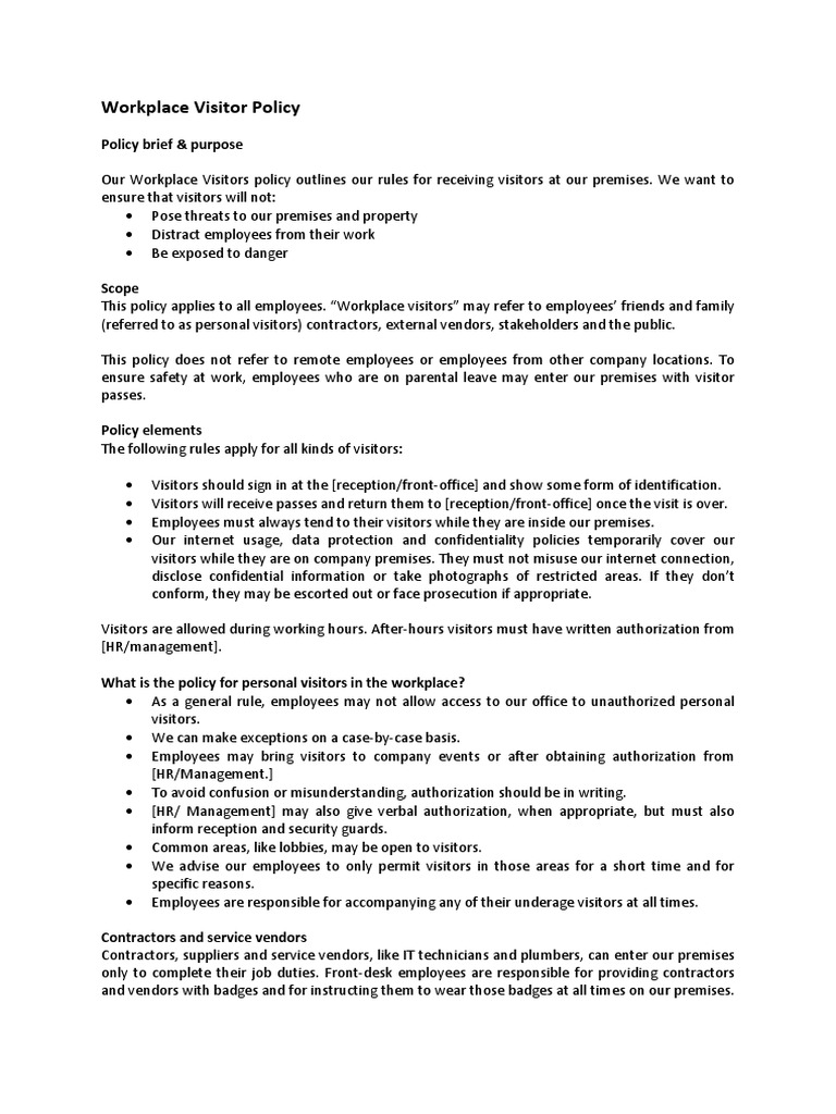 Visitor Policy | PDF | Security Guard | Confidentiality