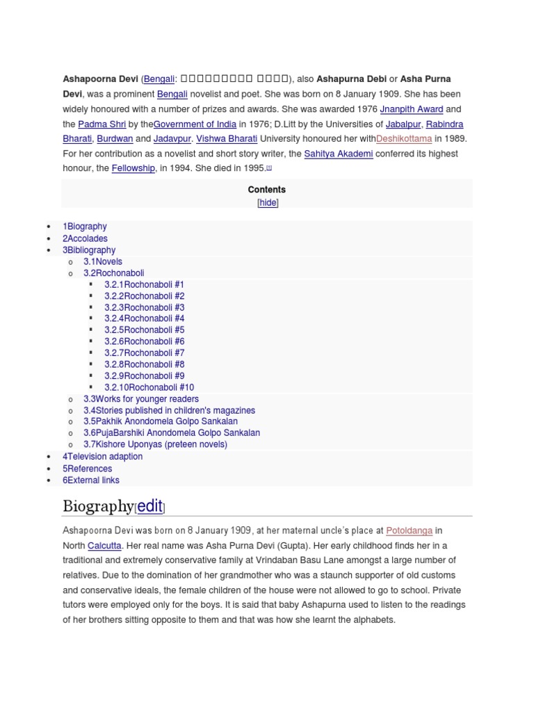 Ashapurna Devi Lifetime Works | PDF | Writing