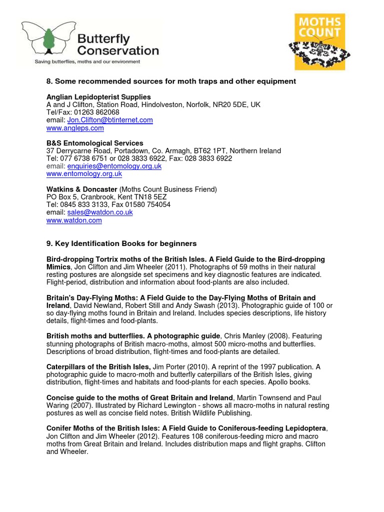 Moth Recorder Handbook Recommended Sources of Info | Download Free PDF ...