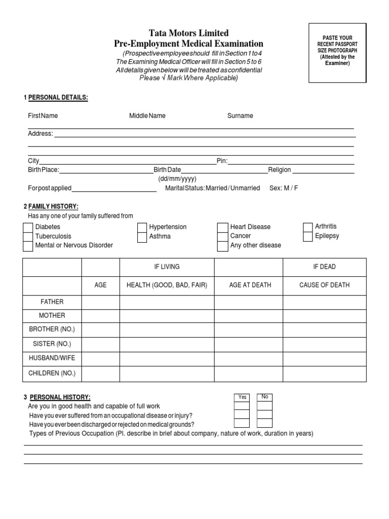 Pre Medical Form | PDF | Epidemiology | Medical Specialties