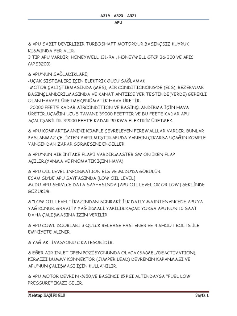A320 Apu PDF | PDF