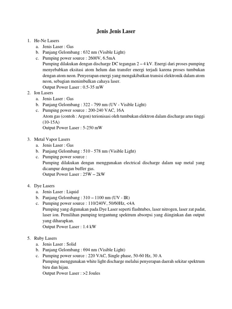 Jenis Jenis Laser | PDF