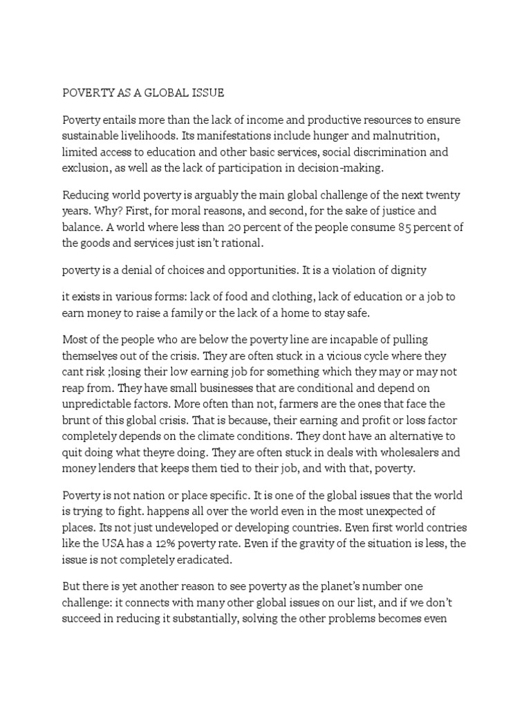 Poverty As A Global Issue | PDF | Poverty | Poverty & Homelessness