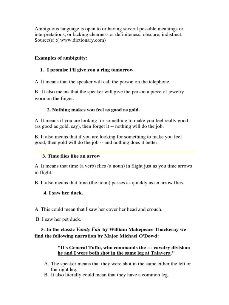 Examples of Ambiguity | PDF