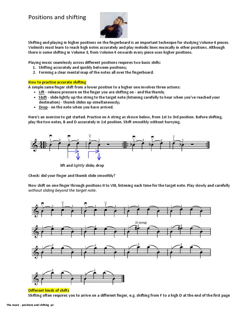 Positions and Shifting | PDF | Violin | String Instruments