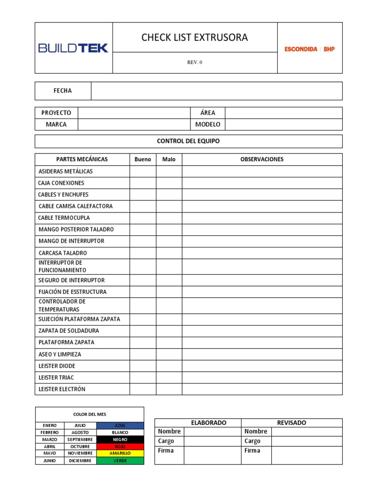 Check List Extrusora | PDF