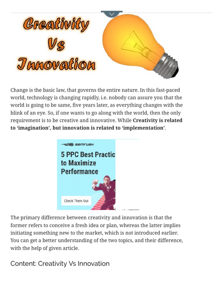 Difference Between Creativity and Innovation (With Example and ...