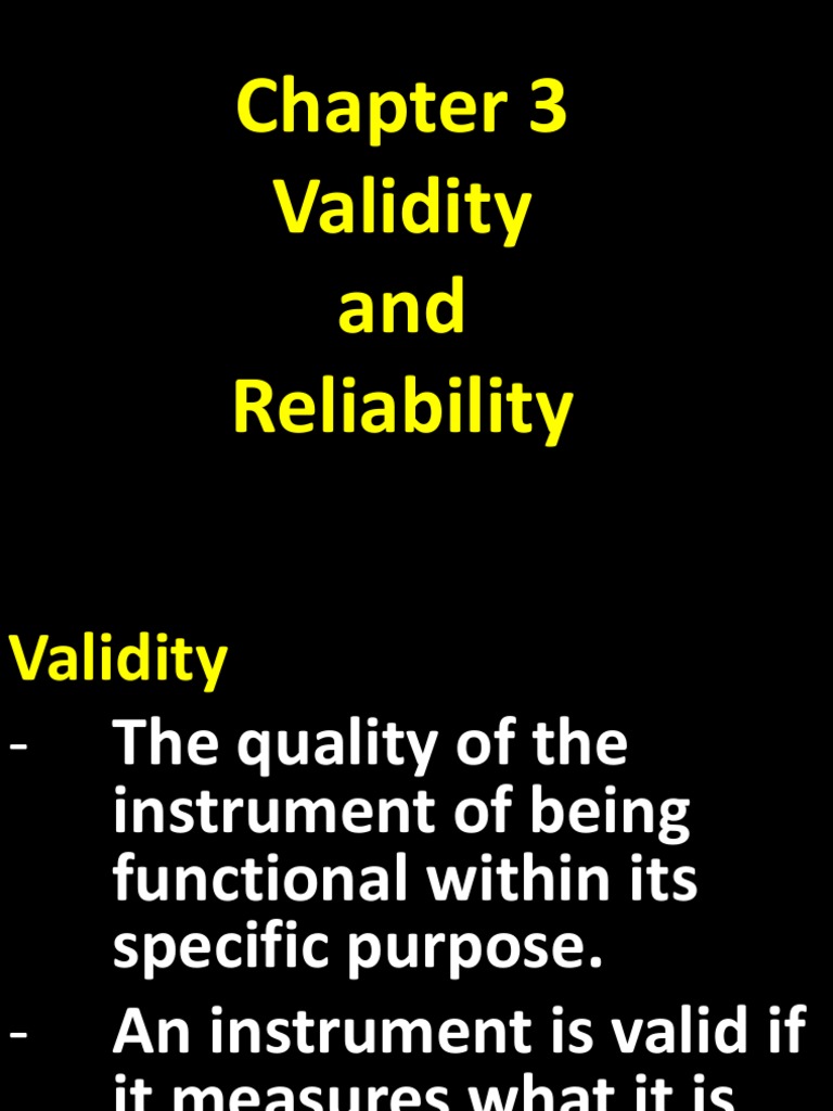 CHAPTER 3 Validity and Reliability | PDF | Validity (Statistics ...