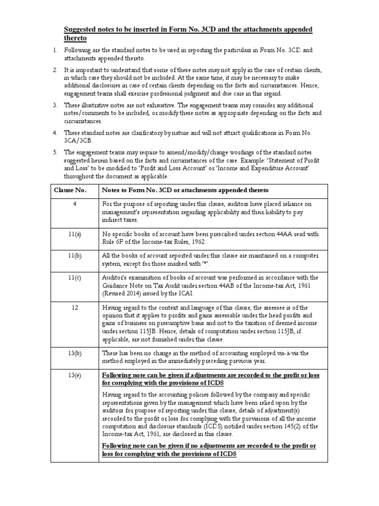 Standard Notes To Form No. 3CD (Revised 2019) Clean | PDF | Cheque ...