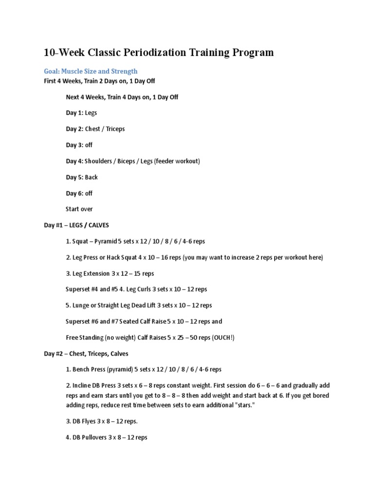 10-Week Classic Periodization Training Program | PDF | Weight Training | Weightlifting