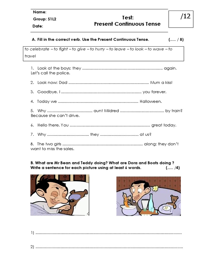 Test Present Continuous Tense | PDF | Foreign Language Studies ...
