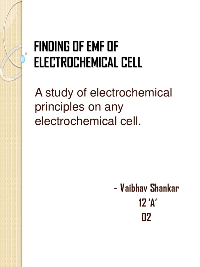Finding of Emf of Electrochemical Cell | PDF | Redox | Electrode