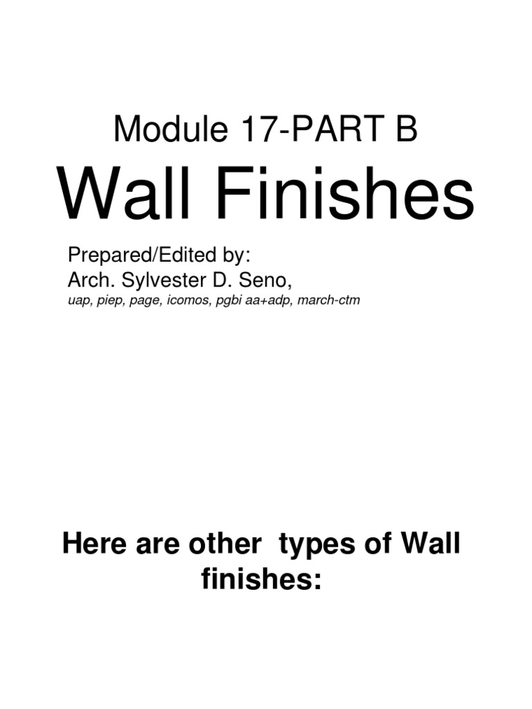 Types of Wall Finishes Explained | PDF | Tile | Building Materials