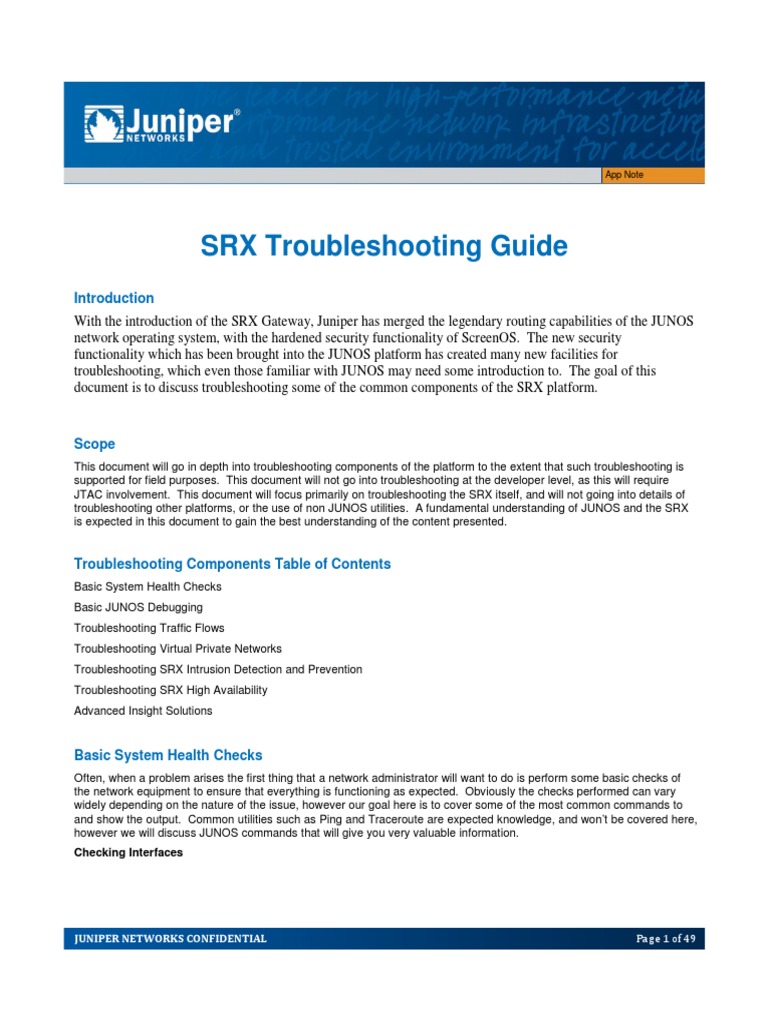 Srx Troubleshooting Pdf Transmission Control Protocol Ip Address