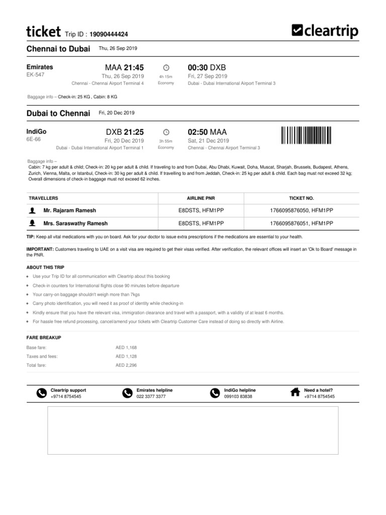 Cleartrip Flight E-Ticket | PDF | Aviation | Transport