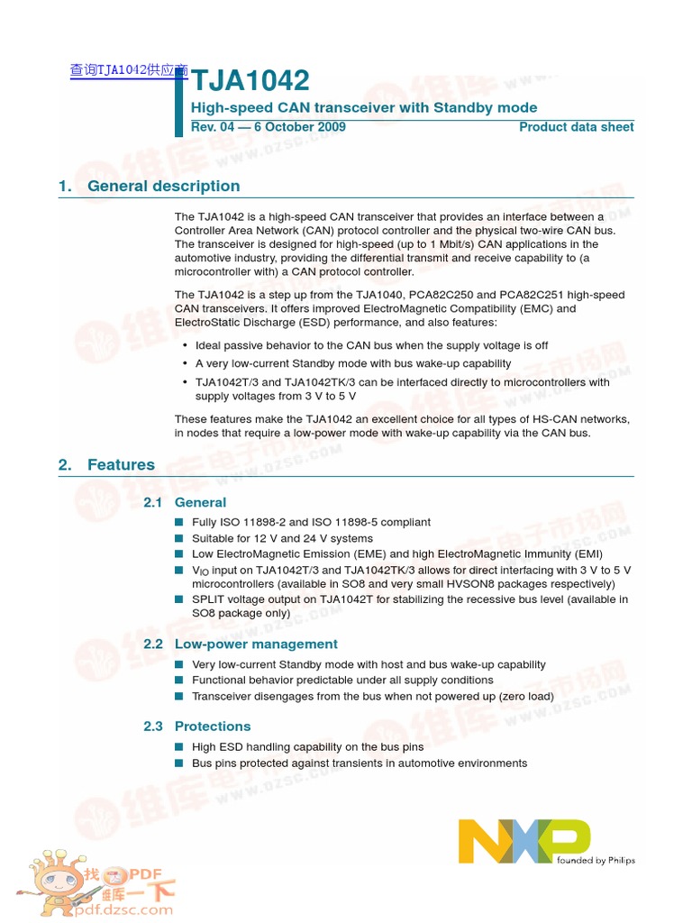 TJA1042 | PDF | Electronics | Electrical Engineering