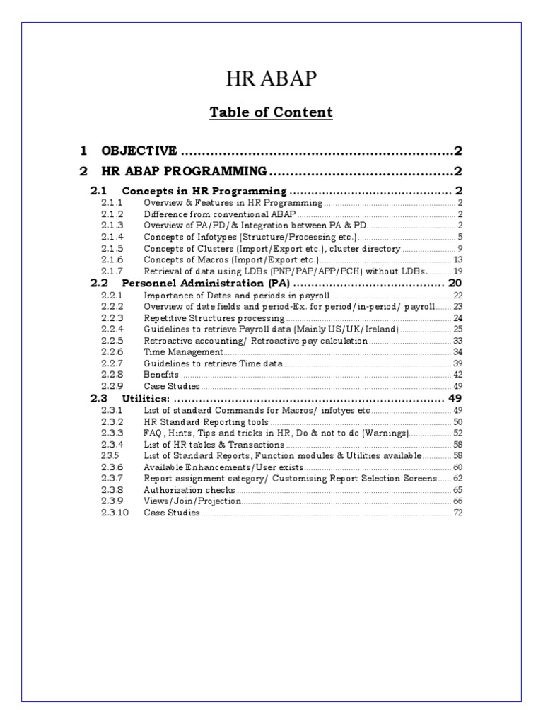 HR Abap PDF | Download Free PDF | Databases | Human Resources