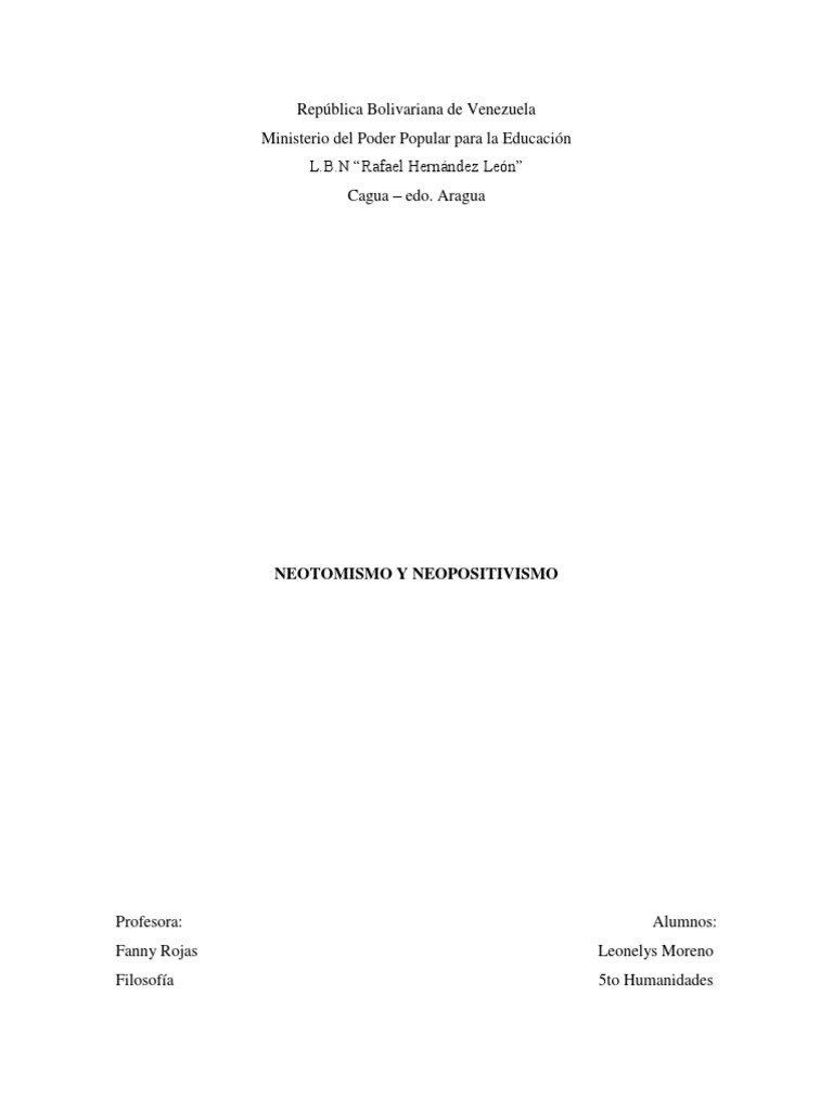 Neotomismo y Neopositivismo | PDF | Empirismo | Interacciones de ...