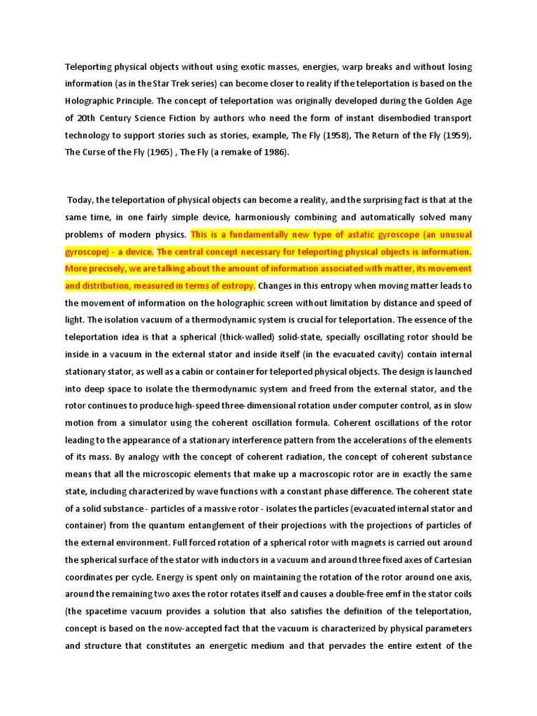 Teleporting Physical Objects Without Using Exotic Masses | PDF ...