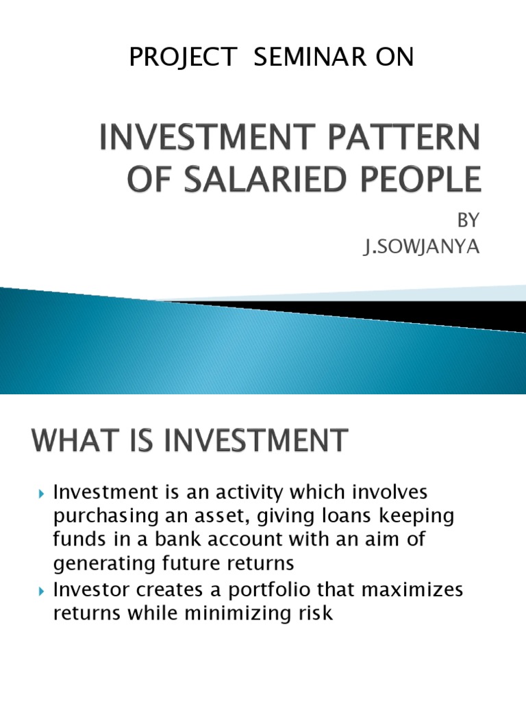 Investment Pattern Of Salaried People Pdf