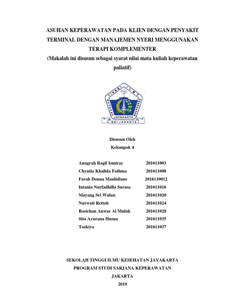 Asuhan Keperawatan Pada Klien Dengan Penyakit Terminal Dengan Manajemen Nyeri Menggunakan Terapi ...