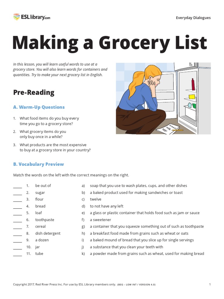 76 - Making A Grocery List - US | PDF | Grocery Store | Breads